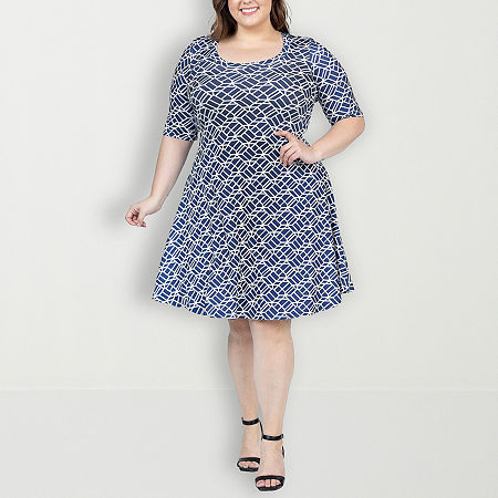 Click here for Plus Size 24/7 Comfort Apparel Geometric Knee Leng... prices