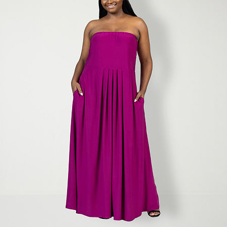 Click here for 24seven Comfort Apparel Plus Size Strapless Maxi D... prices