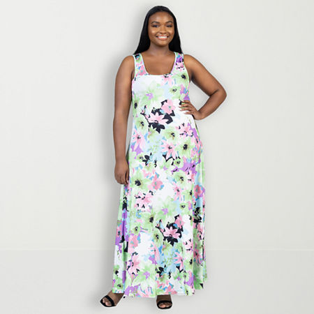 Click here for Plus Size 24/7 Comfort Apparel Floral Scoop Neck M... prices