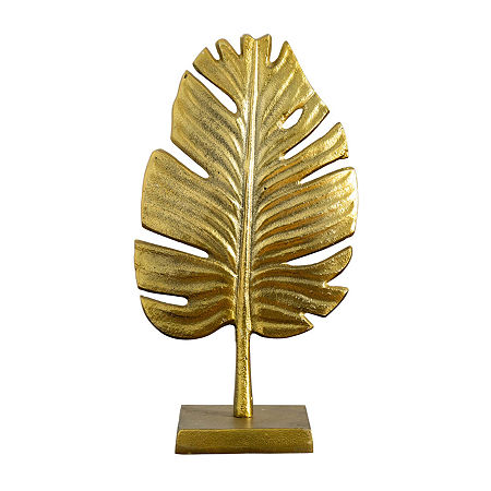 Nearly Natural 15.5in. Golden Leaf Sculpture Decorative Accent - Gold