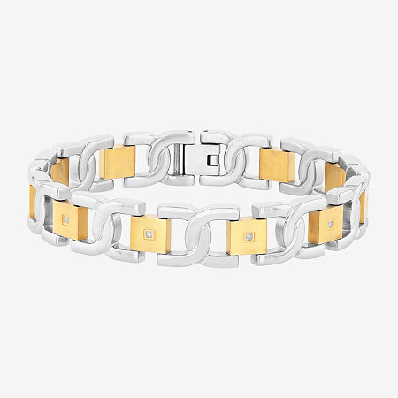 Click here for Mens 1/10 CT. T.W. White Diamond Stainless Steel W... prices