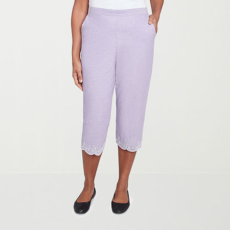 Alfred Dunner Crystal Springs Womens Straight Capri Pant  8 Petite  Purple