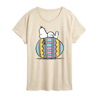 Womens Crew Neck Short Sleeve Peanuts Snoopy Graphic T-Shirt, Color ...