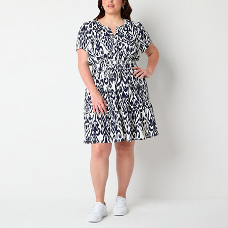 Click here for Be by CHETTA B Womens Plus Short Sleeve Abstract F... prices