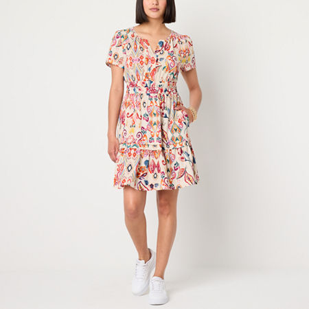 Click here for Be by CHETTA B Womens Short Sleeve Abstract Fit +... prices