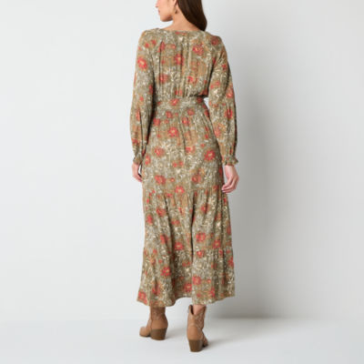 Frye and Co. Womens Long Sleeve Floral Maxi Dress, Color: Burnt Olive ...
