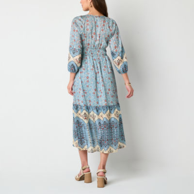Frye and Co. Womens 3/4 Sleeve Floral Midi Maxi Dress, Color: Citadel ...
