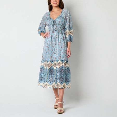 Click here for Frye and Co. Womens 3/4 Sleeve Floral Midi Maxi Dr... prices