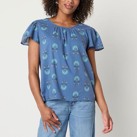 Click here for St. Johns Bay Womens Keyhole Neck Short Sleeve Blo... prices