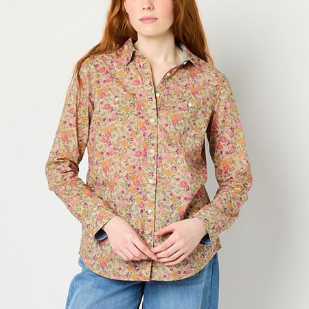 Click here for St. Johns Bay Womens Long Sleeve Cuffed Sleeve Reg... prices