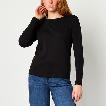 Click here for St. Johns Bay Womens Crew Neck Long Sleeve T-Shirt... prices