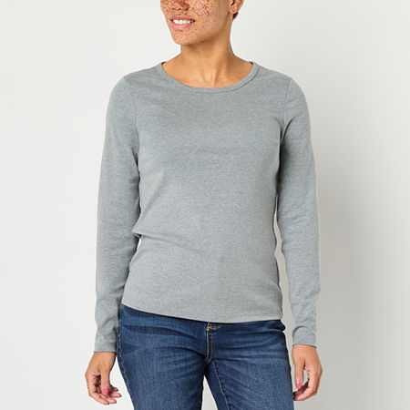 Click here for St. Johns Bay Womens Crew Neck Long Sleeve T-Shirt... prices