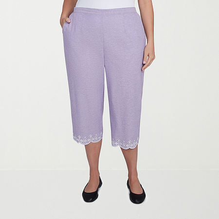 Alfred Dunner Crystal Springs Womens Plus Straight Capri Pant  20w  Purple