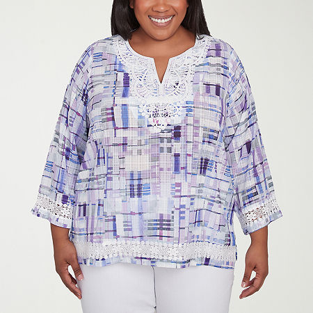 Click here for Alfred Dunner Crystal Springs Womens Split Crew Ne... prices