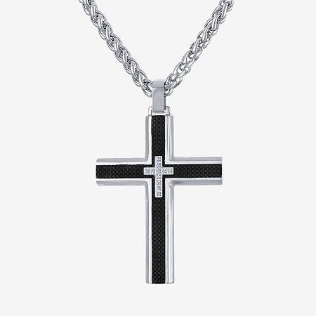 Click here for Mens Cubic Zirconia Stainless Steel Cross 24 Inch... prices