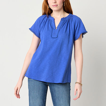 Click here for St. Johns Bay Womens Split Crew Neck Short Sleeve... prices