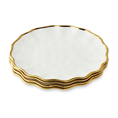 Certified International Regency Dinner Plates  Set of 4 - White And Gold