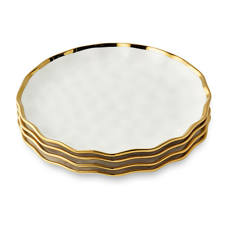 Certified International Regency Salad Plates  Set of 4 - White And Gold