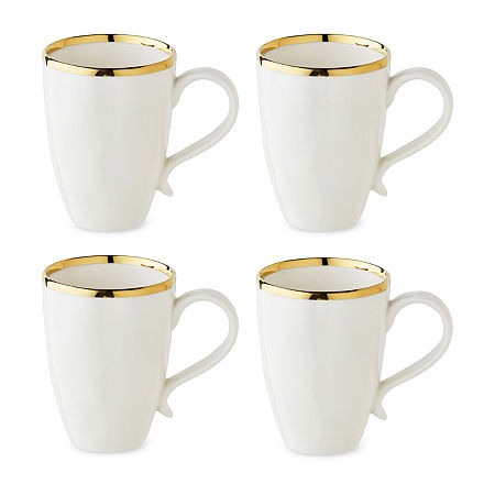Certified International Regency Mugs  Set of 4 - White And Gold