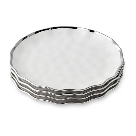 Certified International Regency Salad Plates  Set of 4 - White And Silver