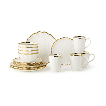 Certified International Regency 16-Piece Dinnerware Set  Service for 4 - White And Gold