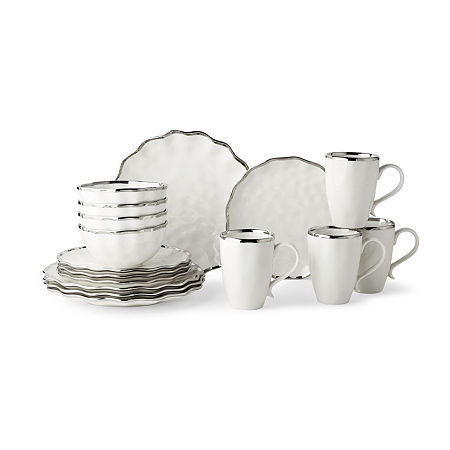 Certified International Regency 16-Piece Dinnerware Set  Service for 4 - White And Silver