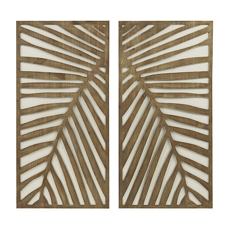 Madison Park Birch Palms Carved Wall Panel Set  2 Piece - Dark Brown