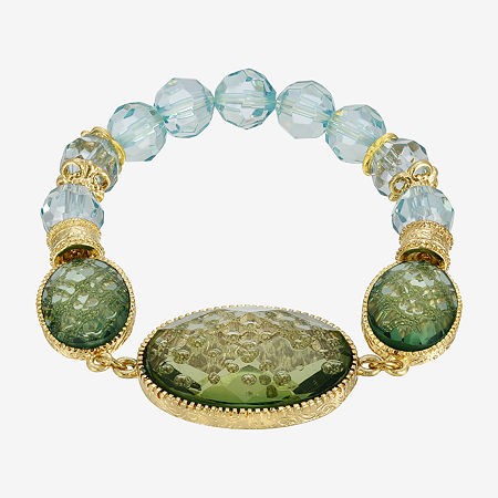 Click here for 1928 Gold Tone Womens Green Stretch Bracelet  One... prices