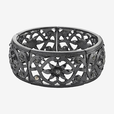 Click here for 1928 Black Tone Womens Black Flower Stretch Bracel... prices