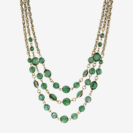 Click here for 1928 Gold-Tone Womens Green 16 Inch Beaded Necklac... prices