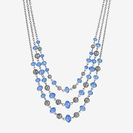 Click here for 1928 Silver-Tone Womens Blue 16 Inch Beaded Neckla... prices