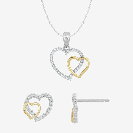 Click here for Womens Cubic Zirconia 10K Gold Sterling Silver Hea... prices
