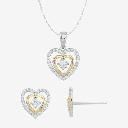 Click here for Womens Cubic Zirconia 10K Gold Sterling Silver Hea... prices