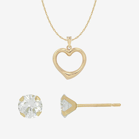 Click here for Womens Cubic Zirconia 10K Gold Heart 2-pc. Jewelry... prices
