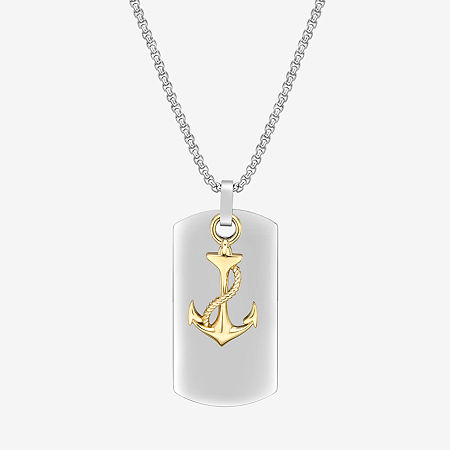 Click here for Mens Stainless Steel Anchor Dog Tag 24 Inch Pendan... prices