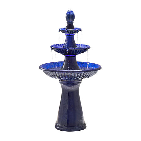 Click here for Glitzhome 45.25H Cobalt Blue 3-Tier Outdoor Founta... prices