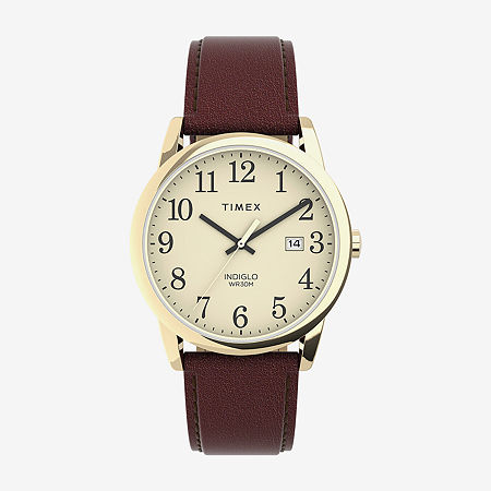 Click here for Timex Easy Reader Mens Brown Leather Strap Watch T... prices