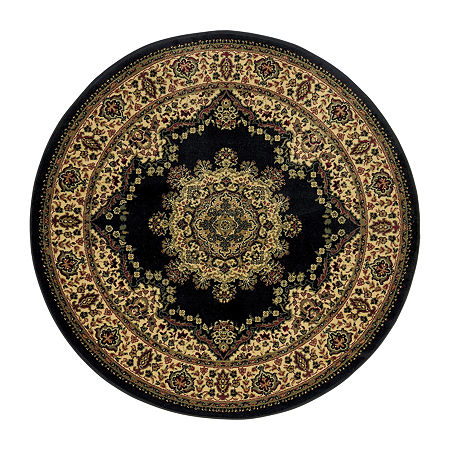 Closeout! Km Home Umbria 1191 53 x 53 Round Rug - Black