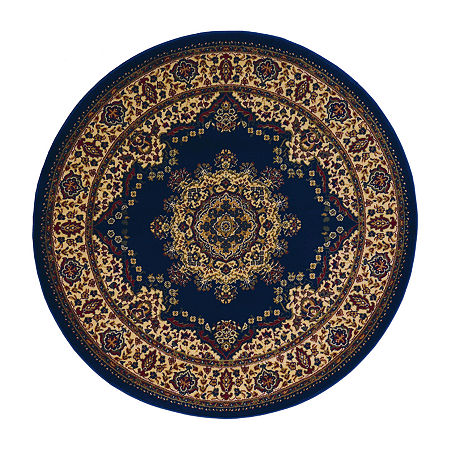 Closeout! Km Home Umbria 1191 53 x 53 Round Rug - Blue
