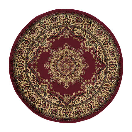 Closeout! Km Home Umbria 1191 53 x 53 Round Rug - Burgundy
