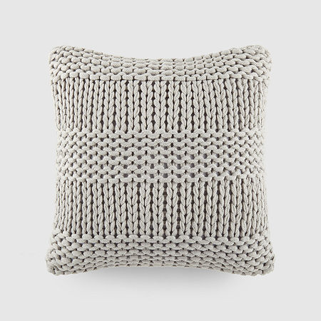 ienjoy Home Cozy Chunky Knit Decorative Pillow  20 x 20 - Light Gray
