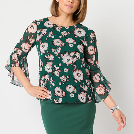 Click here for Black Label by Evan-Picone Floral Womens Crew Neck... prices