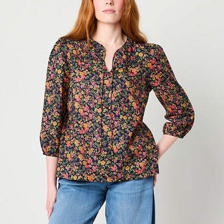 Click here for St. Johns Bay Womens V Neck Long Sleeve Blouse  Pe... prices
