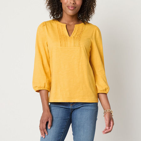 Click here for St. Johns Bay Womens Split Crew Neck 3/4 Sleeve Bl... prices