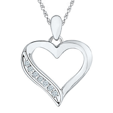 Click here for Diamond-Accent 10K White Gold Heart Pendant Neckla... prices