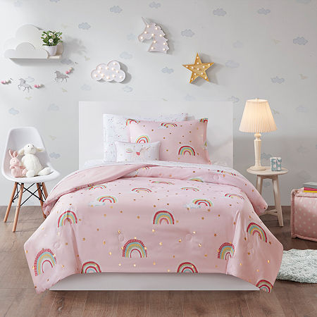 Mi Zone Kids Alicia Rainbow Metallic Stars 8-Pc. Comforter Set  Full - Pink