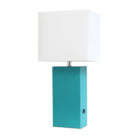 Click here for Modern Leather Table Lamp with USB  One Size  Blue prices