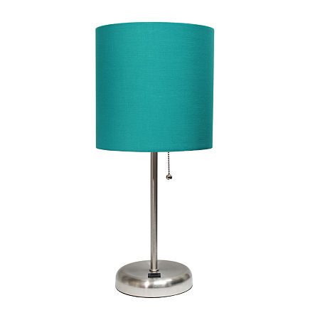Lime Lights Stick Lamp with Usb charging port and Fabric Shade - Teal