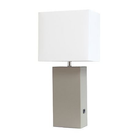 Click here for Modern Leather Table Lamp with USB  One Size  Gray prices