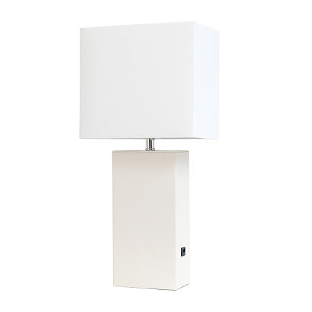 Click here for Modern Leather Table Lamp with USB  One Size  Whit... prices